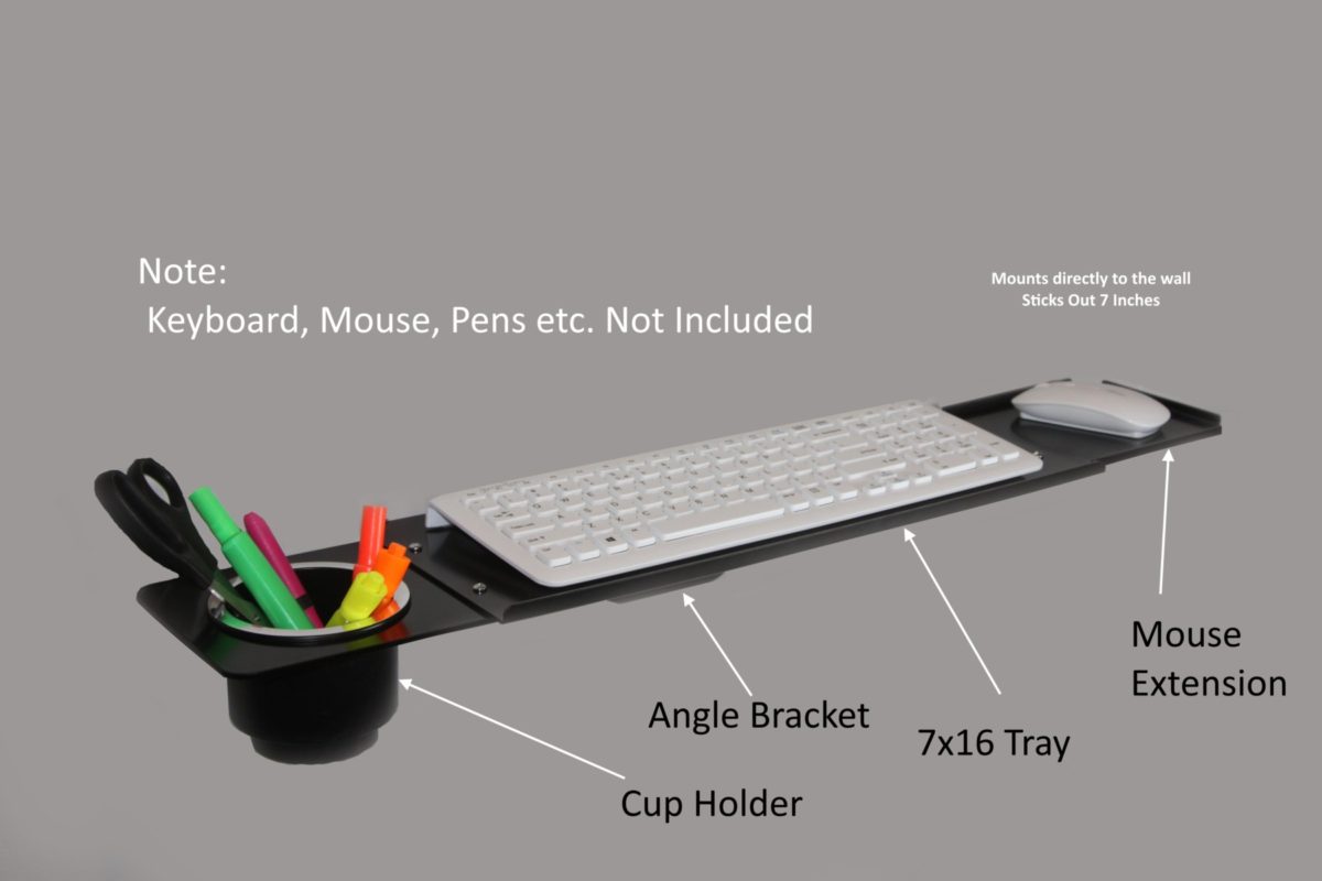 iMount 1.0 Wall Mount with HDPE Keyboard Tray 7x18 - VESA Monitor ...