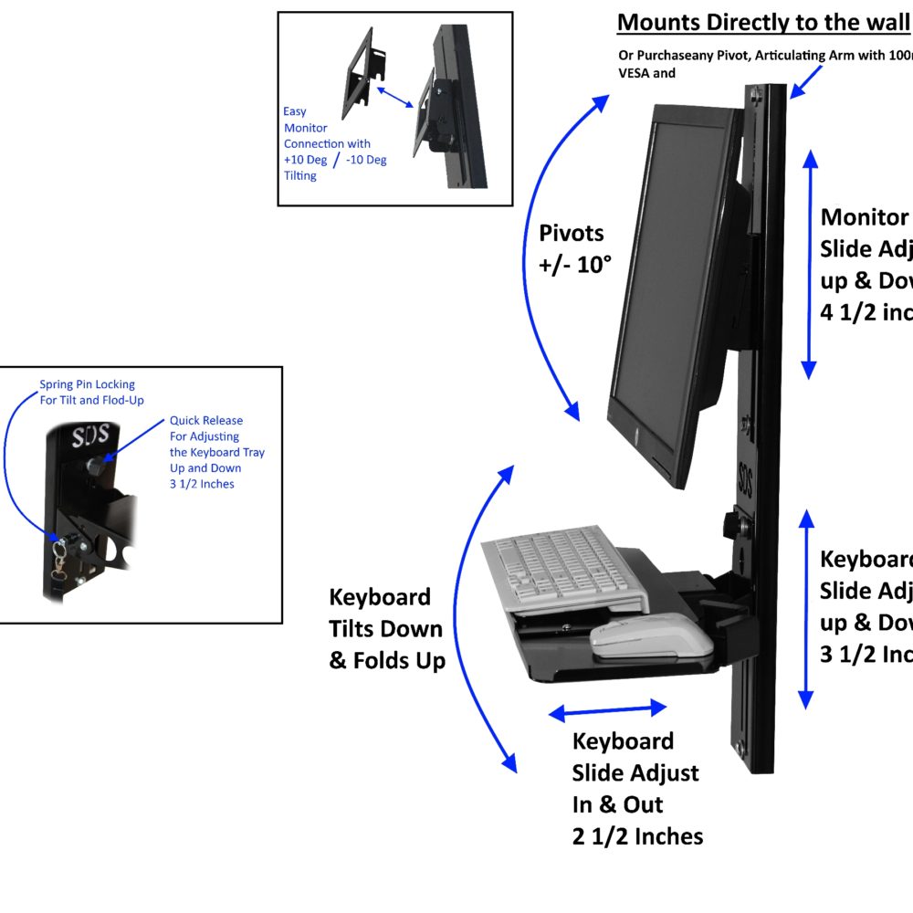 iMount 6.0 Aluminum, All Adjustable, VESA Monitor & Keyboard Mounting ...